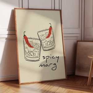 Spicy Marg Art Print Poster. (cocktail Prints, Cocktail Wall Art ...
