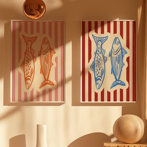 Retro Fish Wall Art Print lobster Print, Vintage Food Print, Retro ...