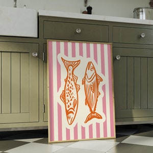 Retro Fish Wall Art Print lobster Print, Vintage Food Print, Retro ...