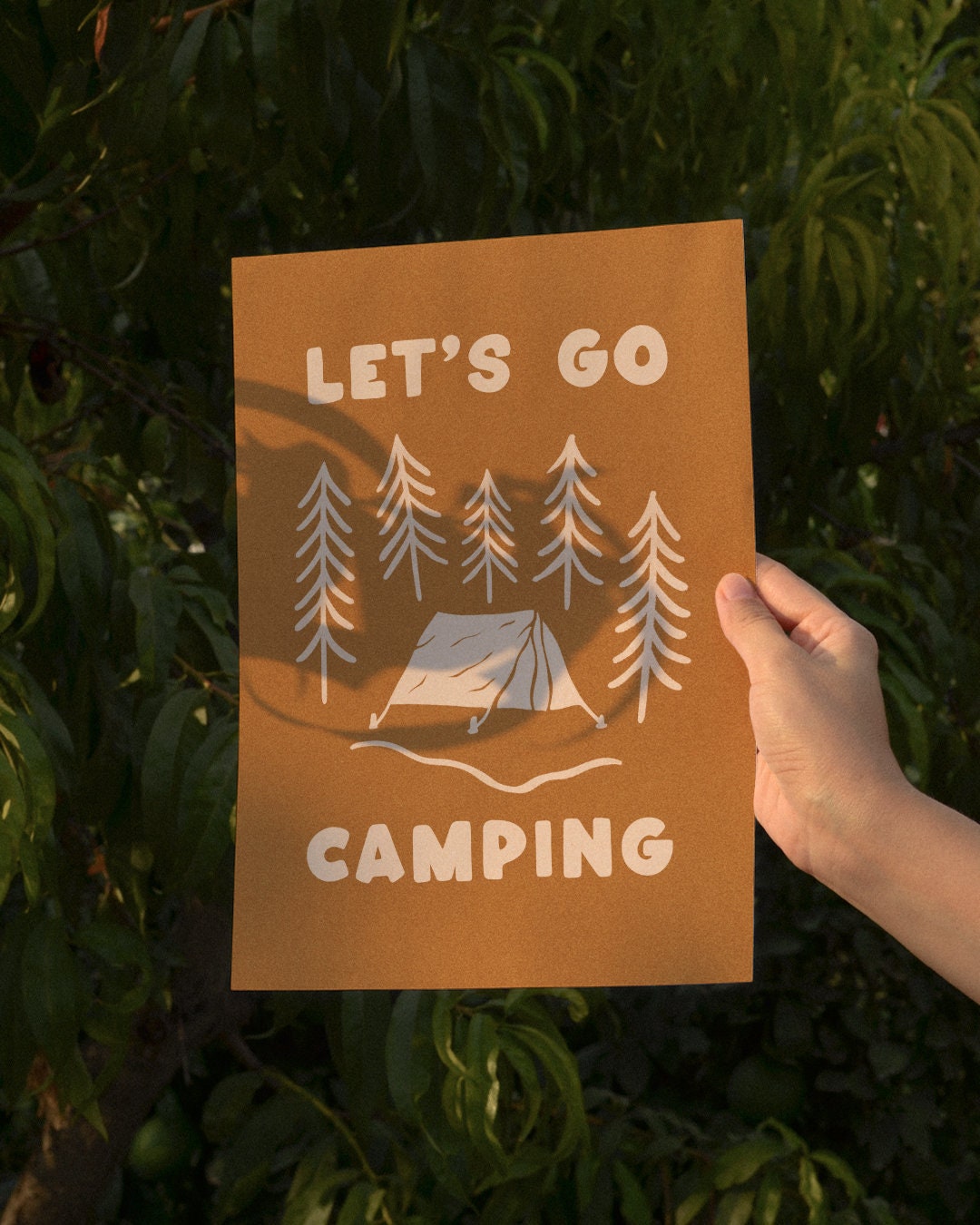 Let's Go Camping Illustrated Typography Wall Art Print camping, Van ...