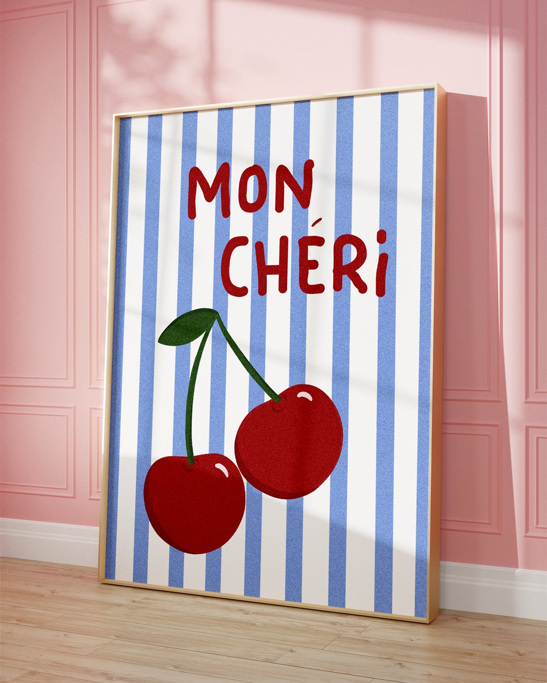 Mon Chéri Wall Art Print (cherry Print, Quote Print, French Inspired ...