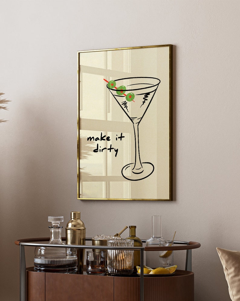 Dirty Martini Art Print Poster. art Poster, Cocktail Prints, Cocktail ...