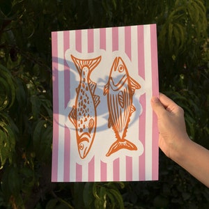 Retro Fish Wall Art Print lobster Print, Vintage Food Print, Retro ...