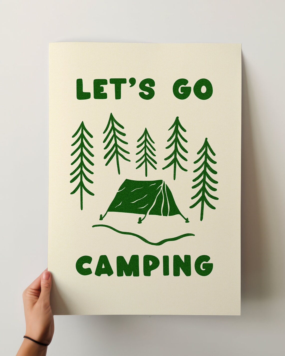 Let's Go Camping Illustrated Typography Wall Art Print camping, Van ...