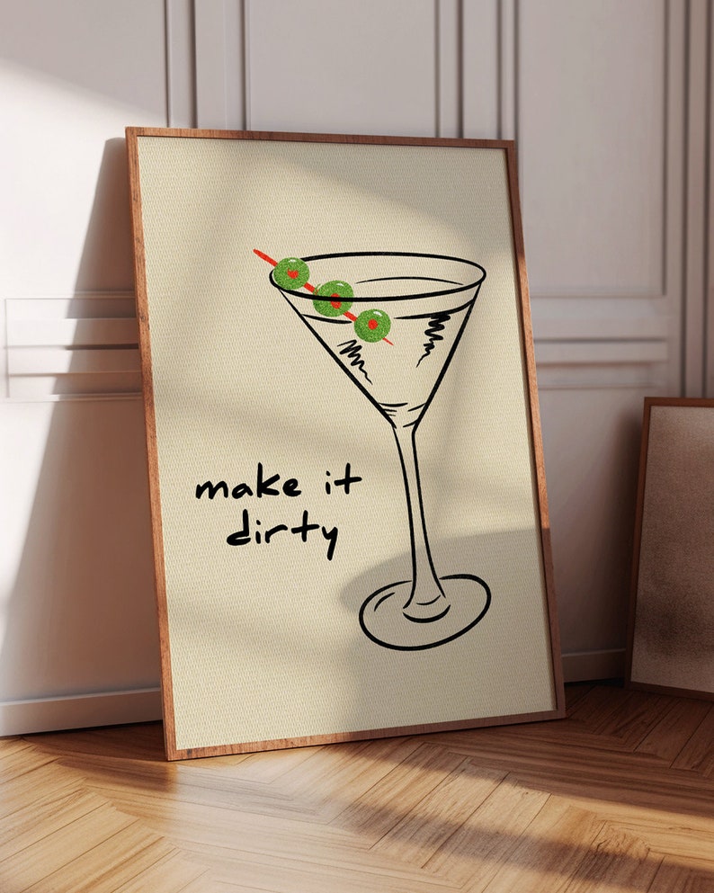 Dirty Martini Art Print Poster. art Poster, Cocktail Prints, Cocktail ...