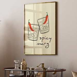 Spicy Marg Art Print Poster. (cocktail Prints, Cocktail Wall Art ...
