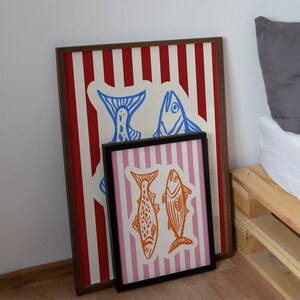 Retro Fish Wall Art Print lobster Print, Vintage Food Print, Retro ...