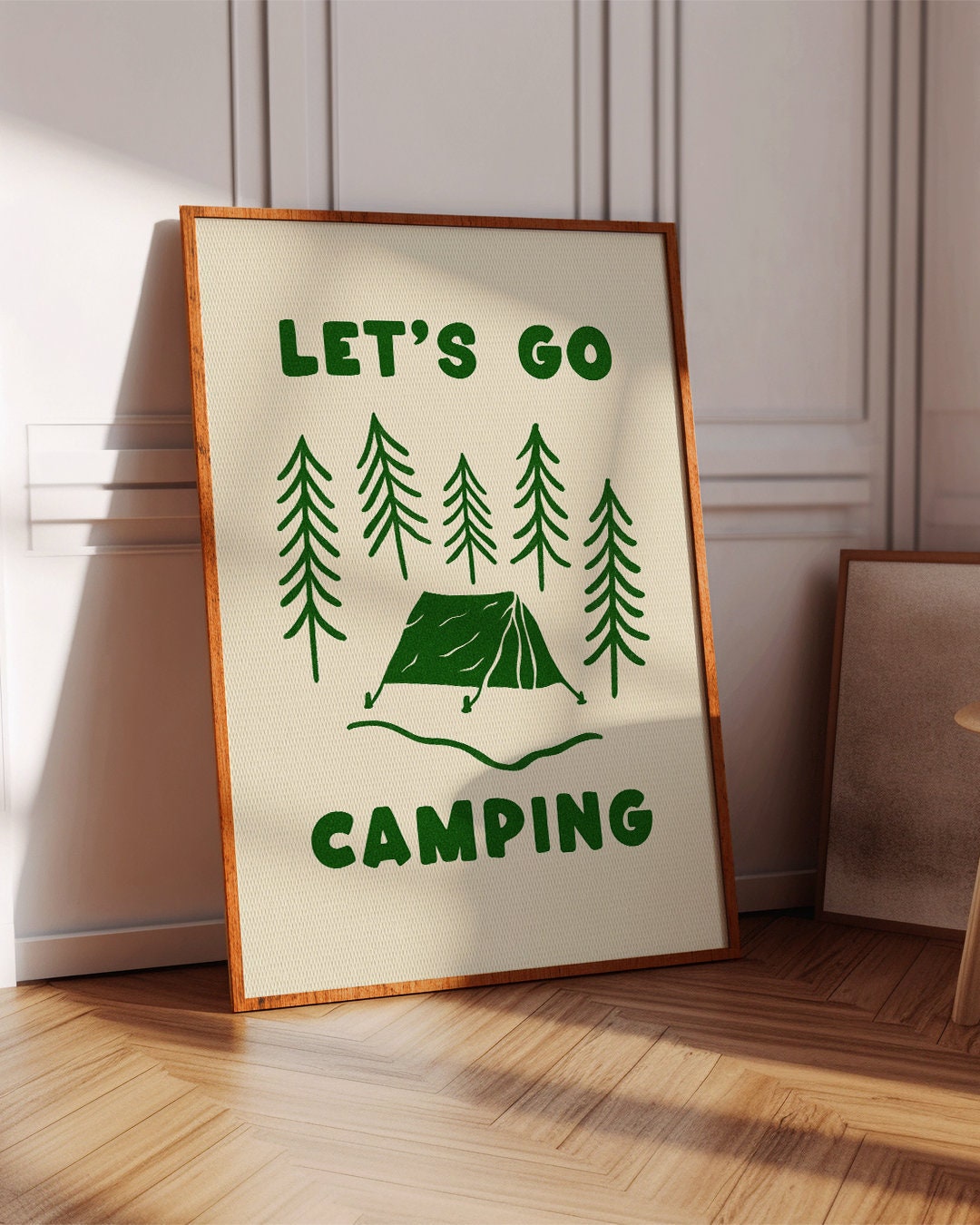 Let's Go Camping Illustrated Typography Wall Art Print camping, Van ...