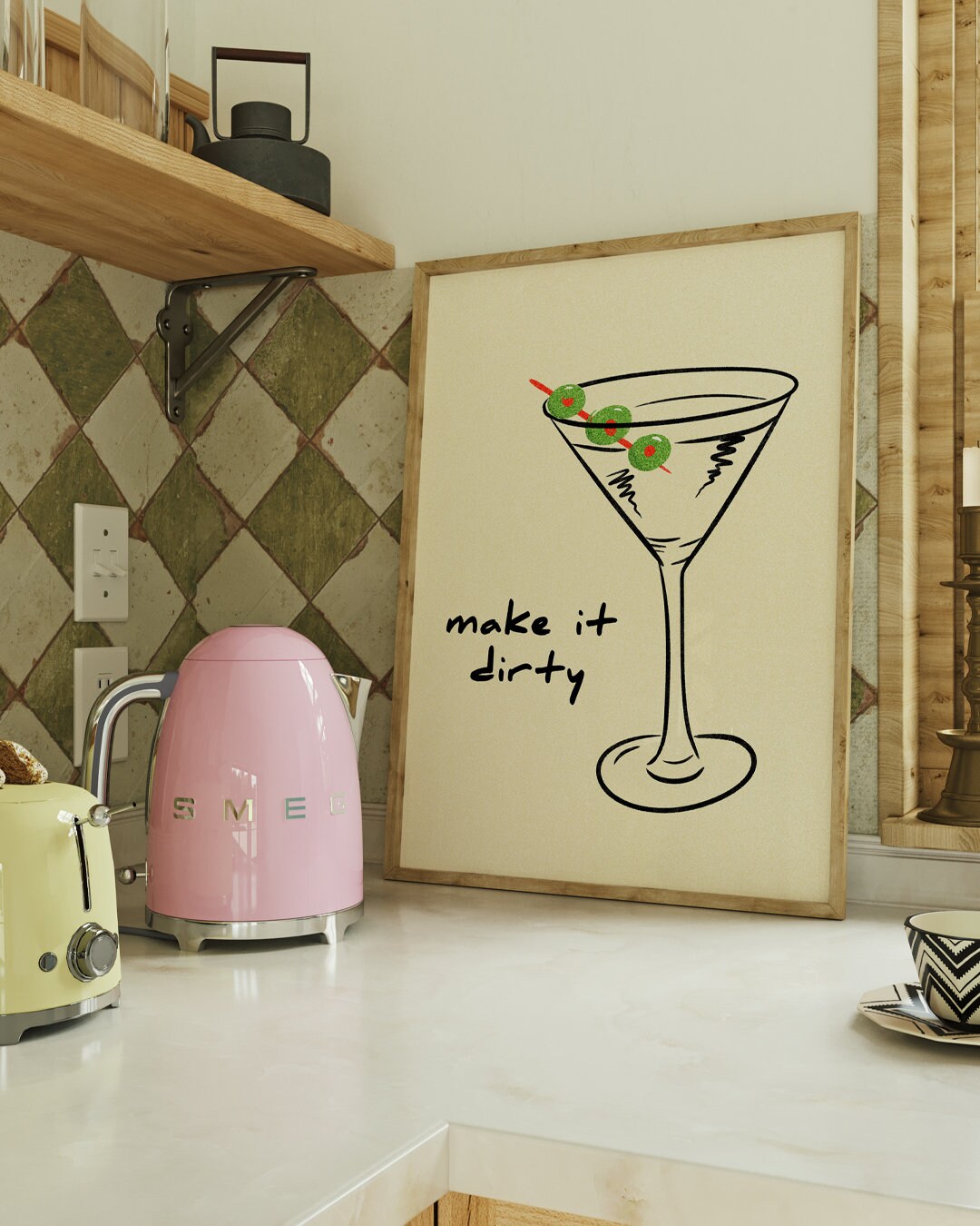 Dirty Martini Art Print Poster. art Poster, Cocktail Prints, Cocktail ...