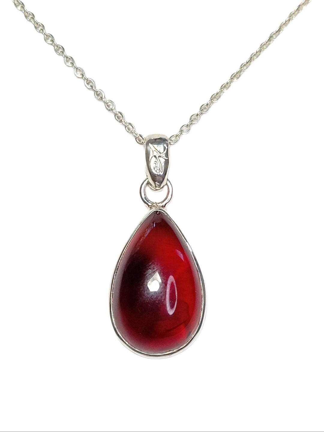 Red Amber Pendant With 925 Silver - Etsy
