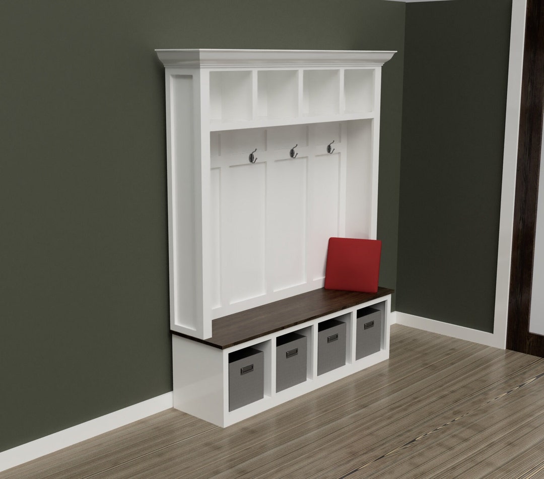 Large Hall Tree Storage Bench Plans - Etsy
