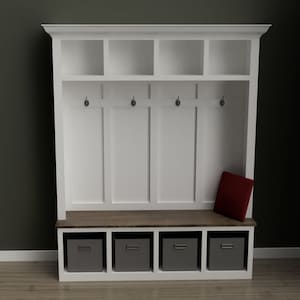 Large Hall Tree Storage Bench Plans - Etsy