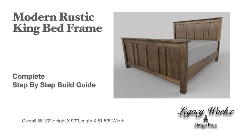 Modern Rustic King Bed Frame Plans - Etsy