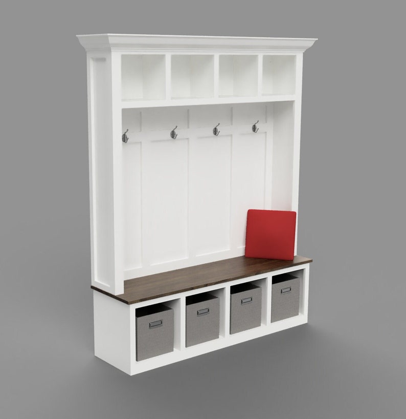 Large Hall Tree Storage Bench Plans - Etsy