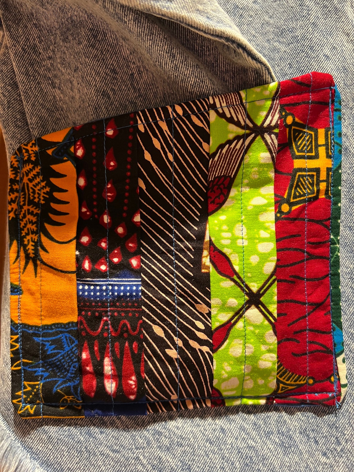 Upcycled Denim Shacket With African Fabric Quilted External Pockets - Etsy