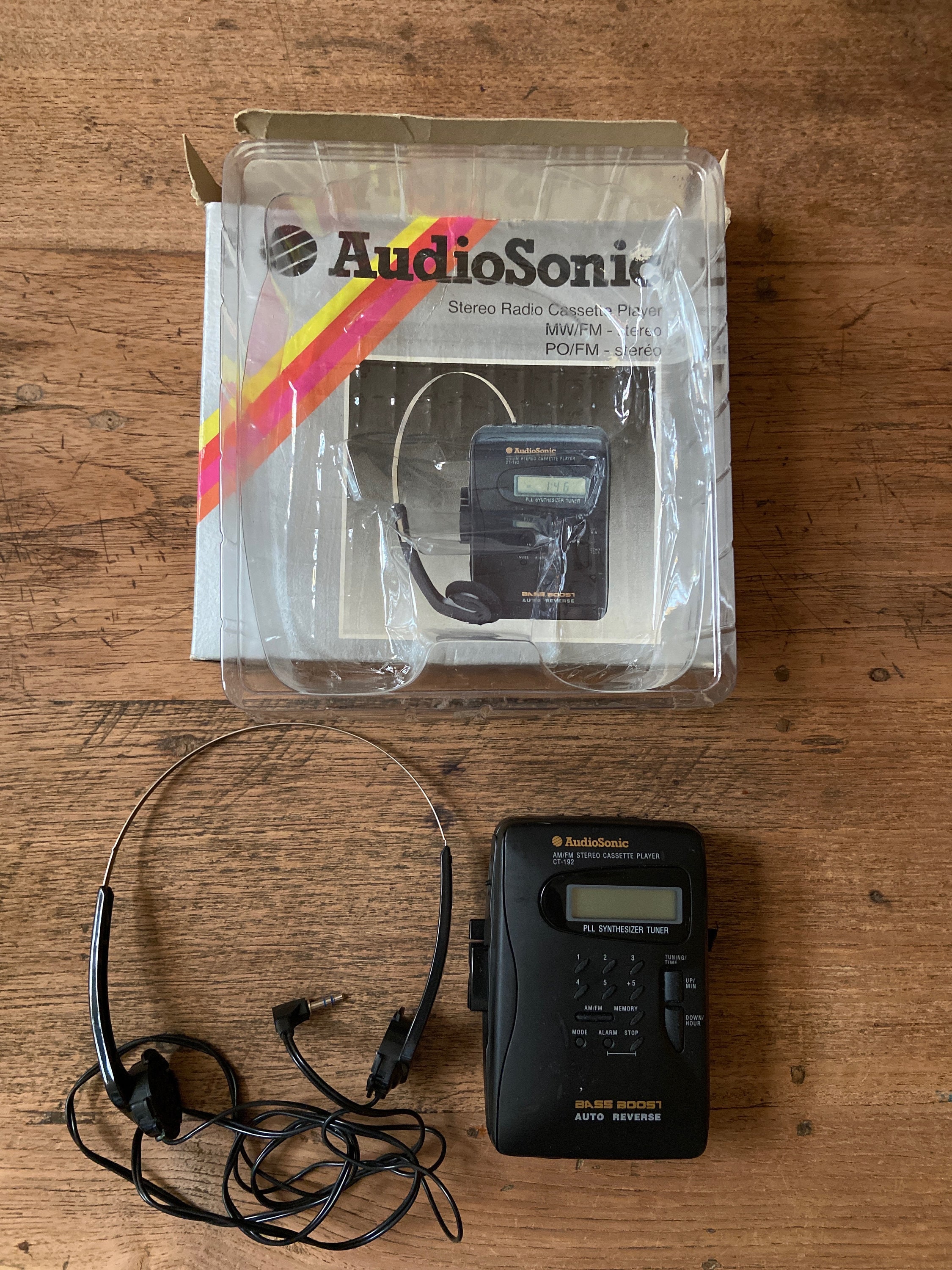 Audiosonic Walkman in Original Box and in Working Condition. CT 192. Stereo Cassette Player With ...