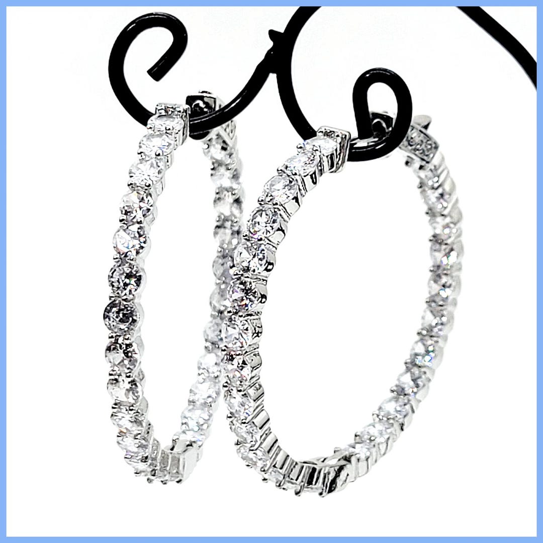 Crystal Hoop Earrings: Sparkly Stainless Steel Hoops, Secure Clasp - Etsy