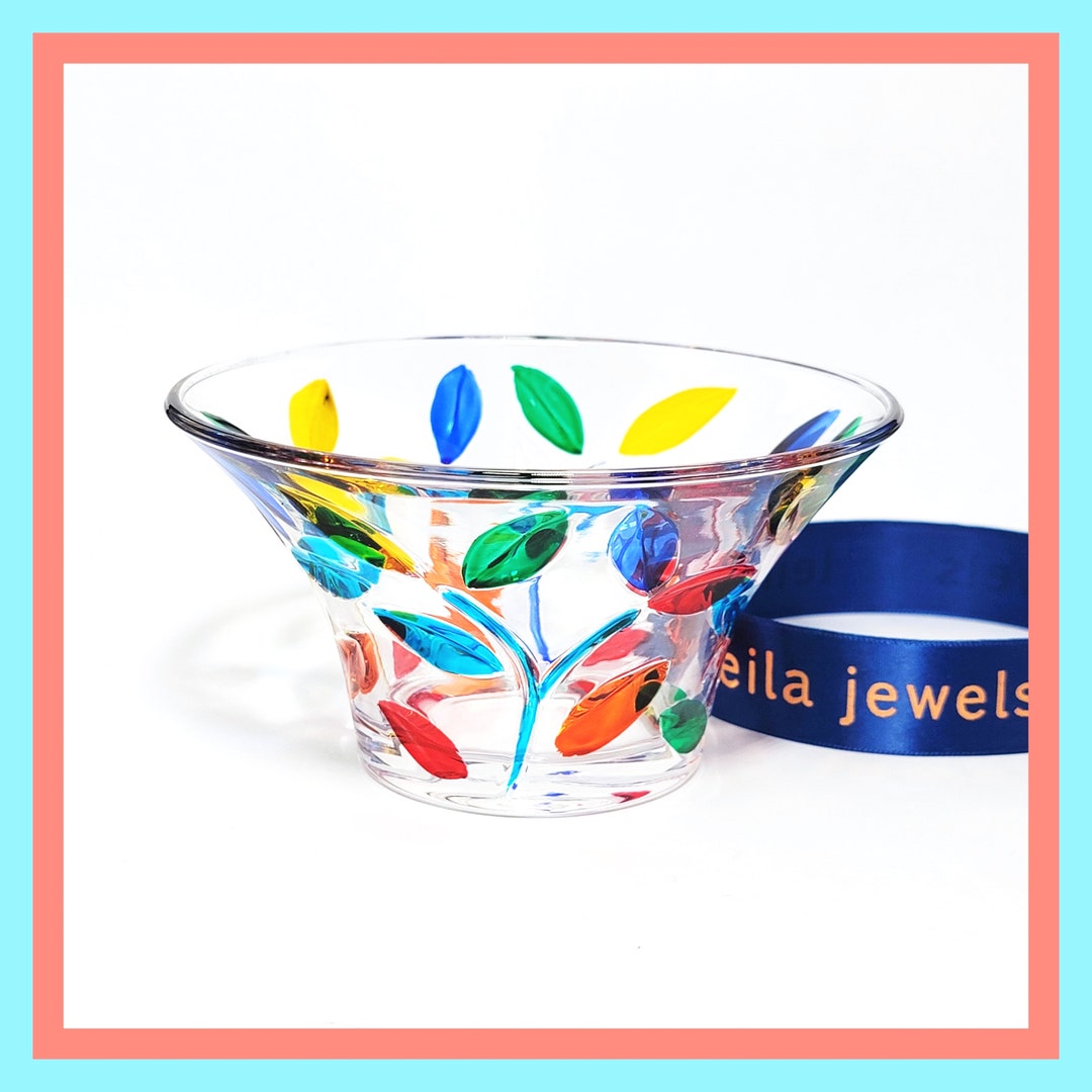 Tree of Life Bowl, Venetian Crystal, Hand Painted Colorful Candy or ...