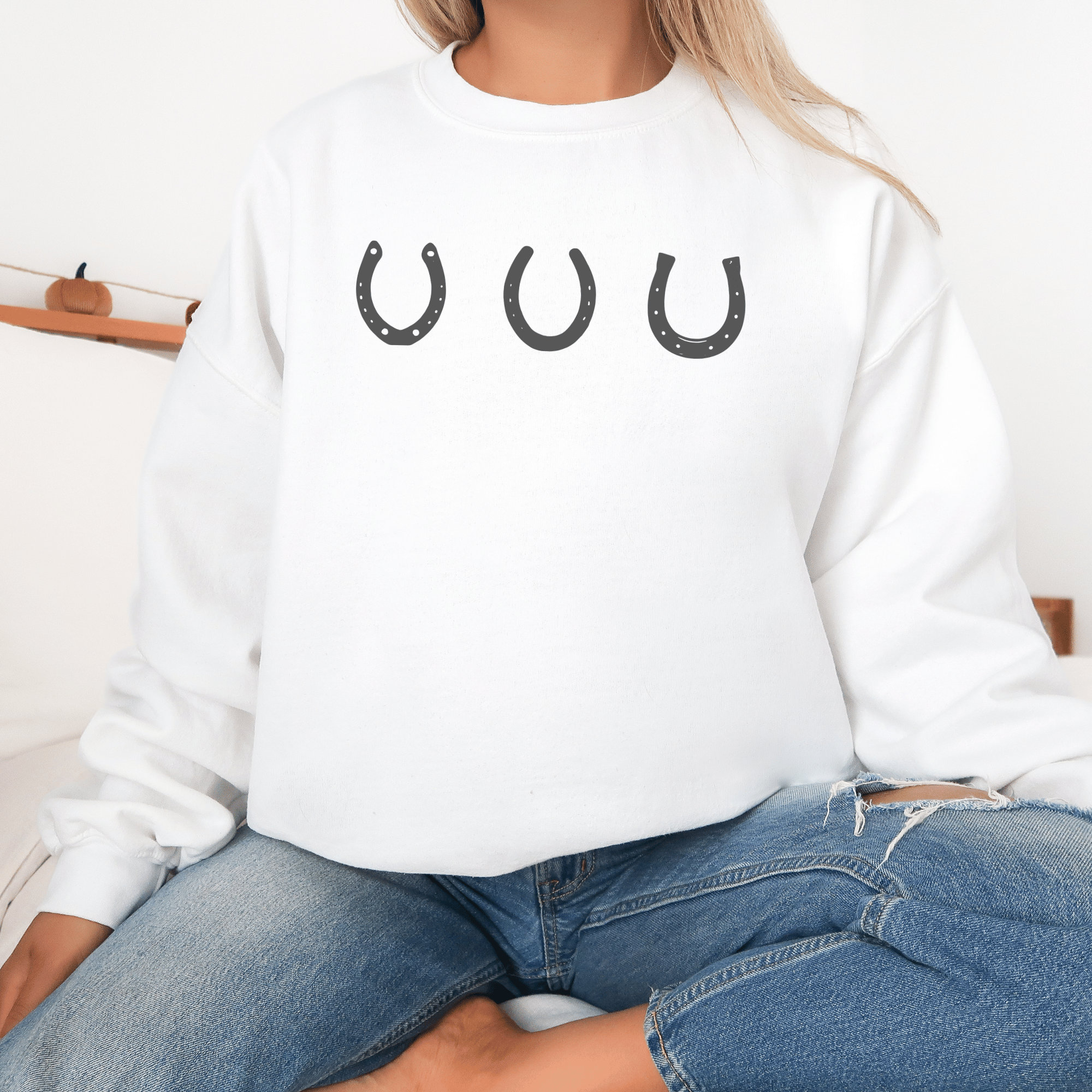 Personalized Horse Shoe Sleeve Print Sweatshirt, Gift for Equestrian ...