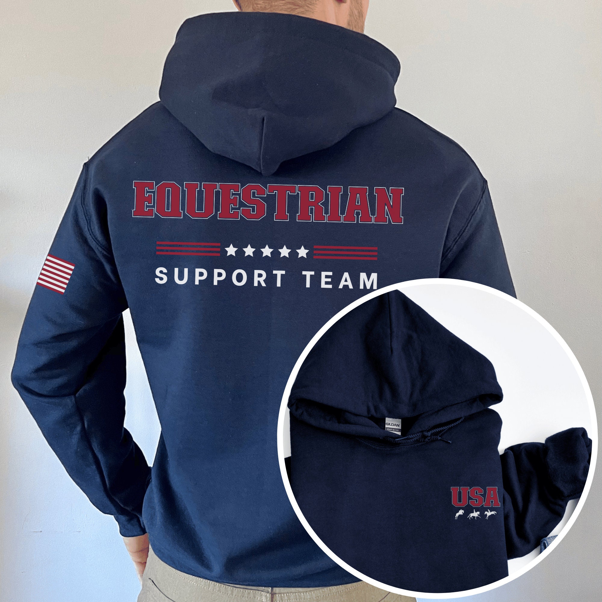 Patriotic Equestrian Support Team Hoodie - American Horse Lover Gift - Etsy