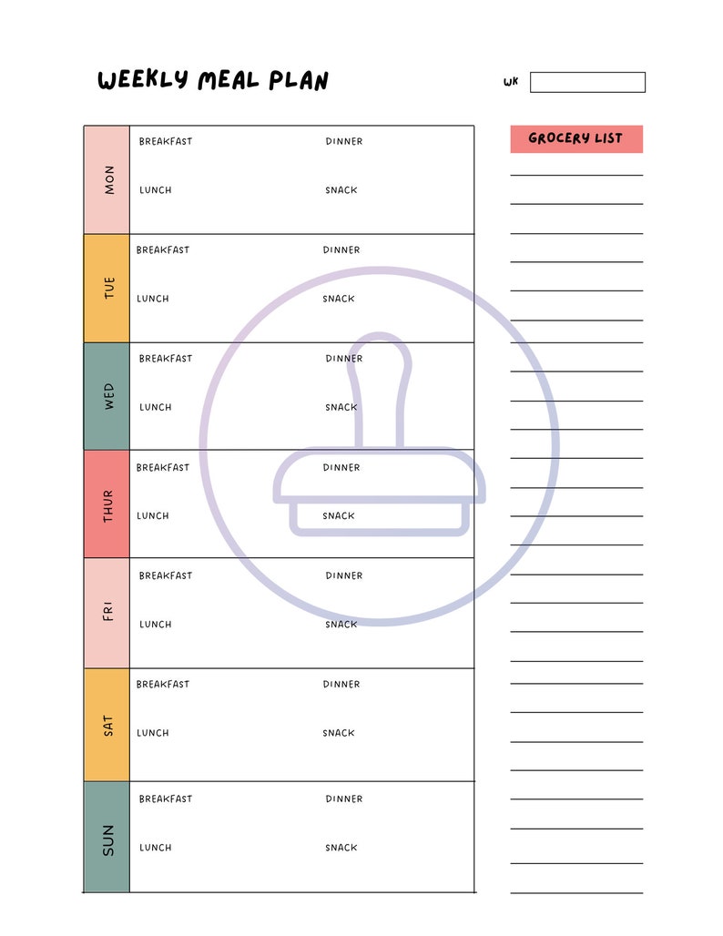 Colorful Meal Plan Template: Digital Download for Organized Meal ...