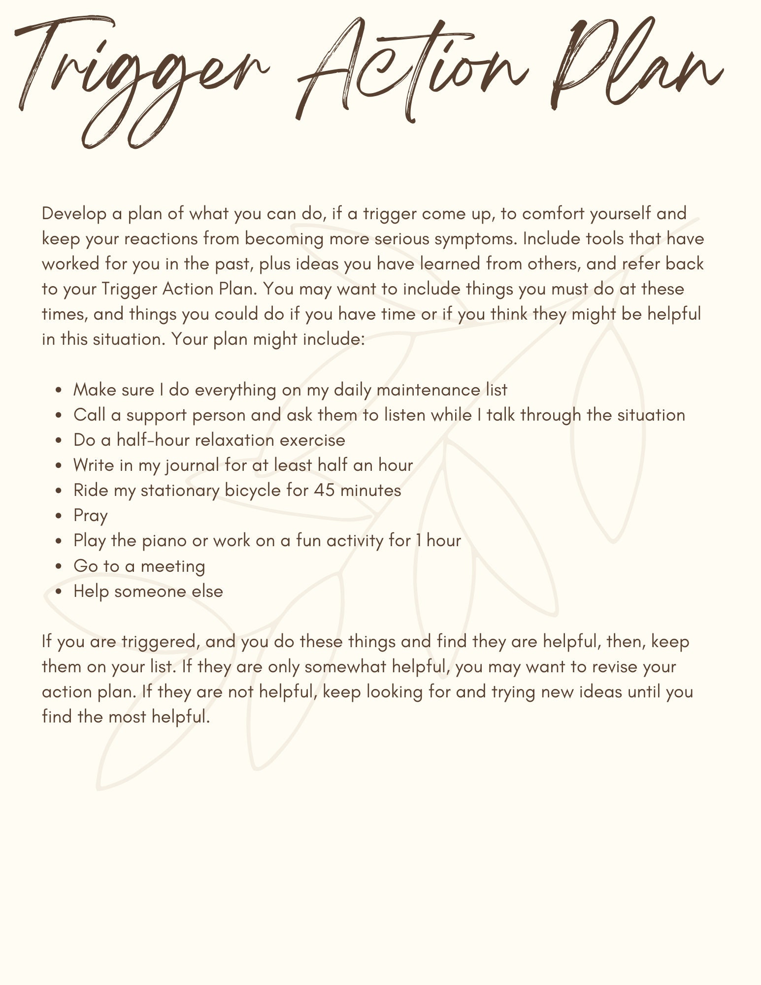 Relapse Prevention Plan - AA Addiction, Recovery, Sobriety, Relapse - Etsy