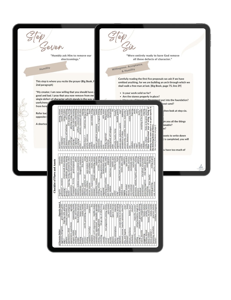 Step 6 & 7 Worksheets - AA Addiction Sobriety Recovery Part of the 12 ...