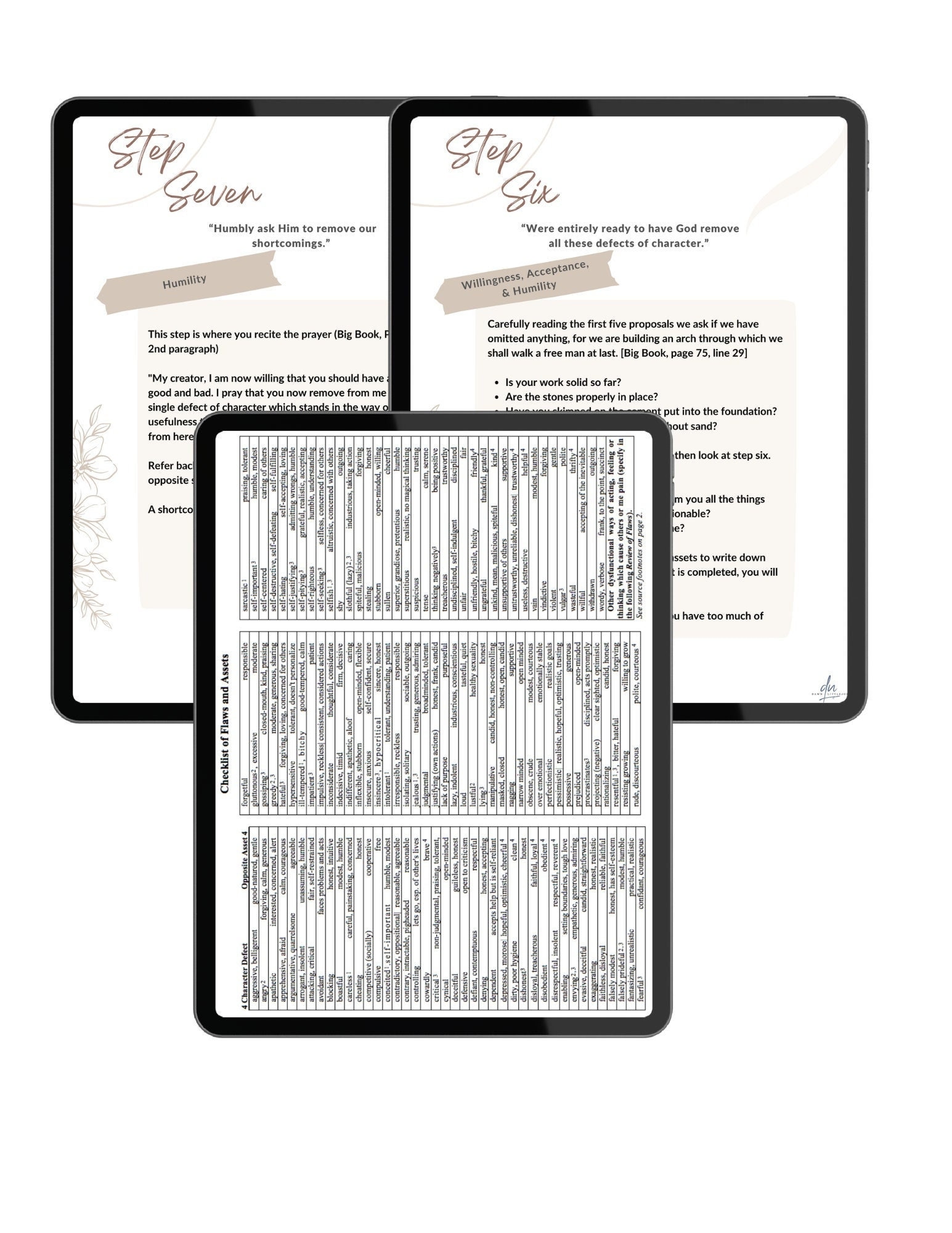 Step 6 & 7 Worksheets - AA Addiction Sobriety Recovery Part of the 12 ...