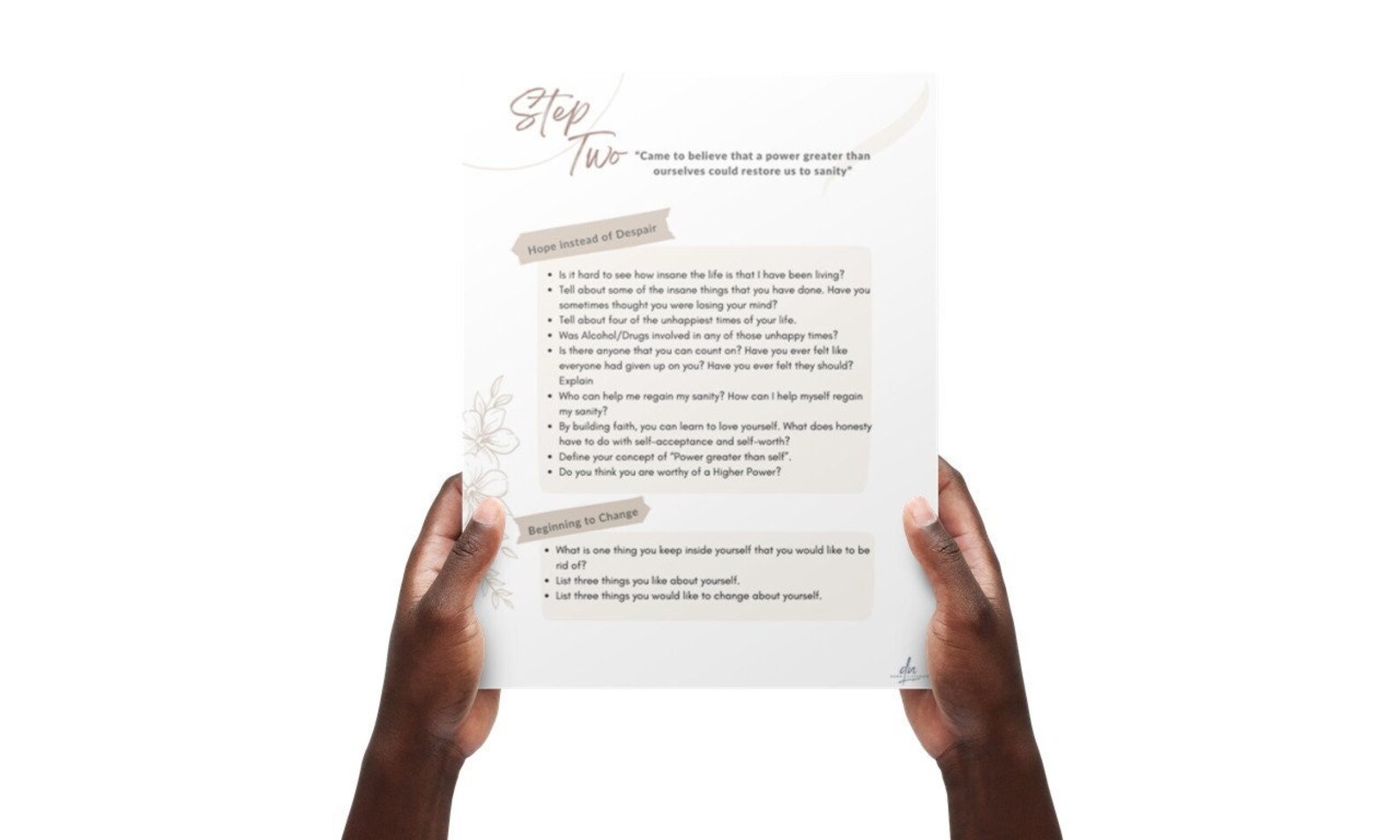 Step 2 Worksheet - AA Addiction Sobriety Recovery Part of the 12 Step ...