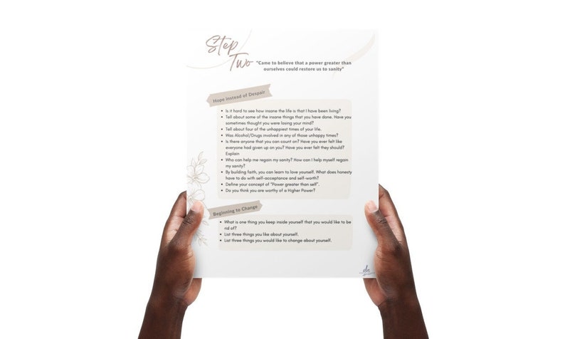 Step 2 Worksheet - AA Addiction Sobriety Recovery Part of the 12 Step ...