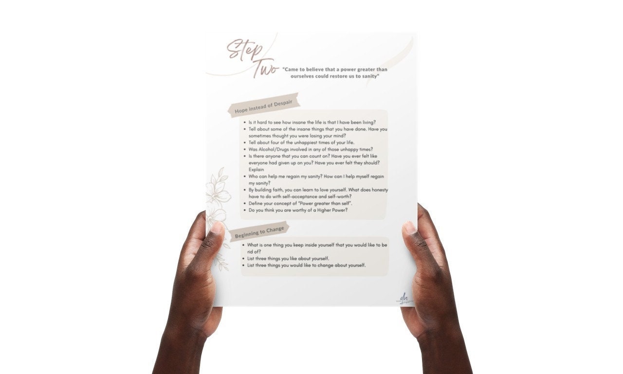 Step 2 Worksheet AA Addiction Sobriety Recovery Part of the 12 Step ...