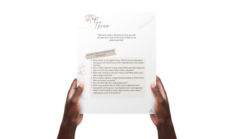 Step 3 Worksheet - AA Addiction Sobriety Recovery Part of the 12 Step ...