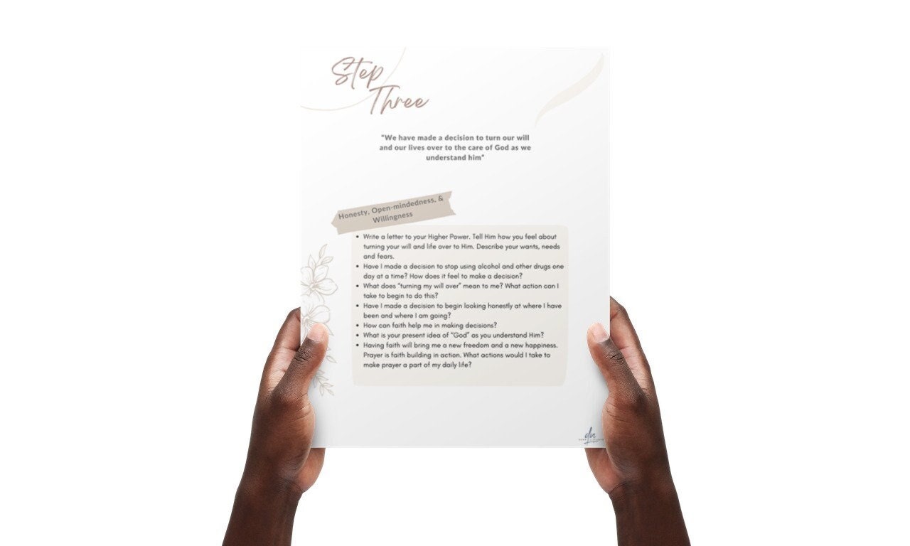 Step 3 Worksheet - AA Addiction Sobriety Recovery Part of the 12 Step ...