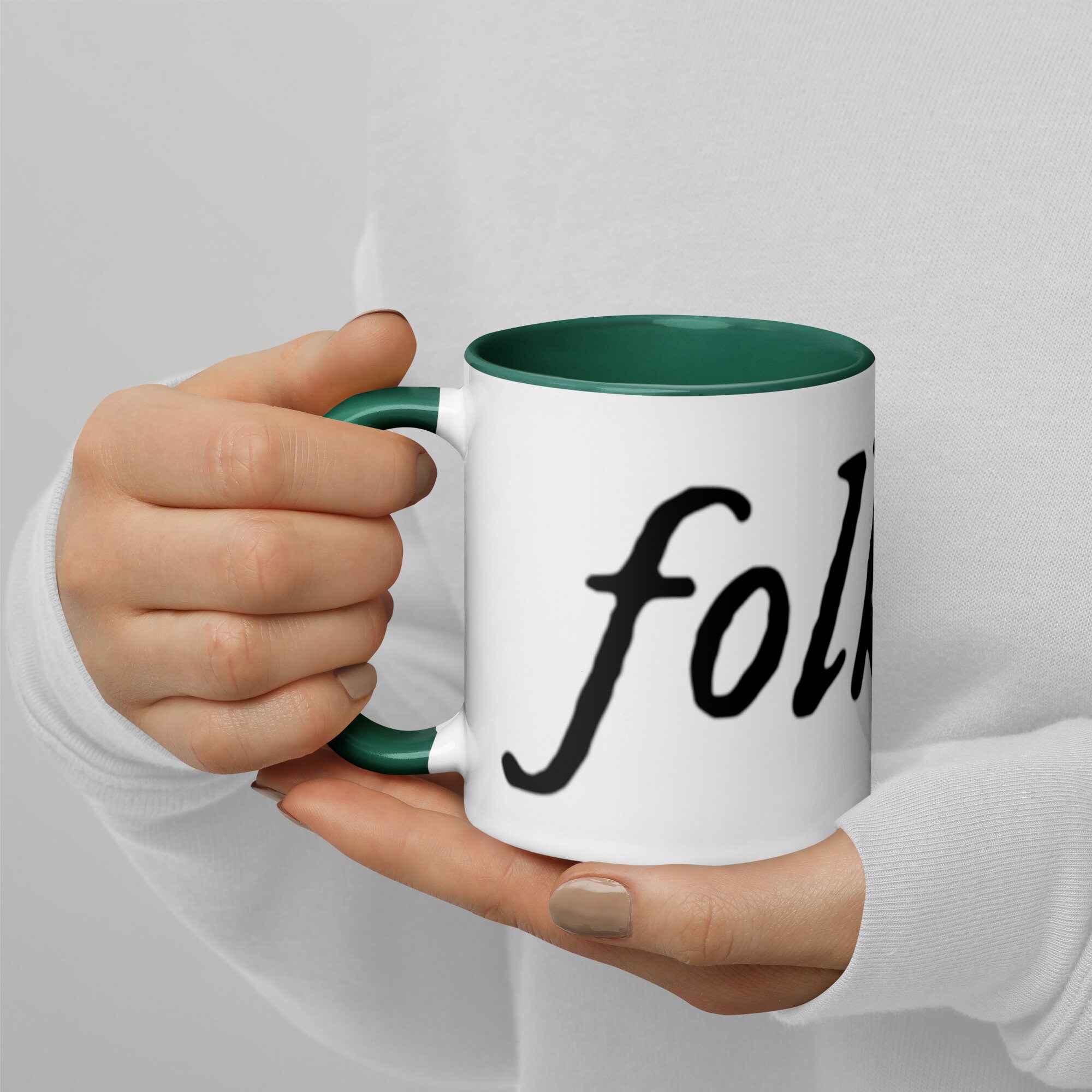 Folklore Mug With Green Color Inside - Etsy