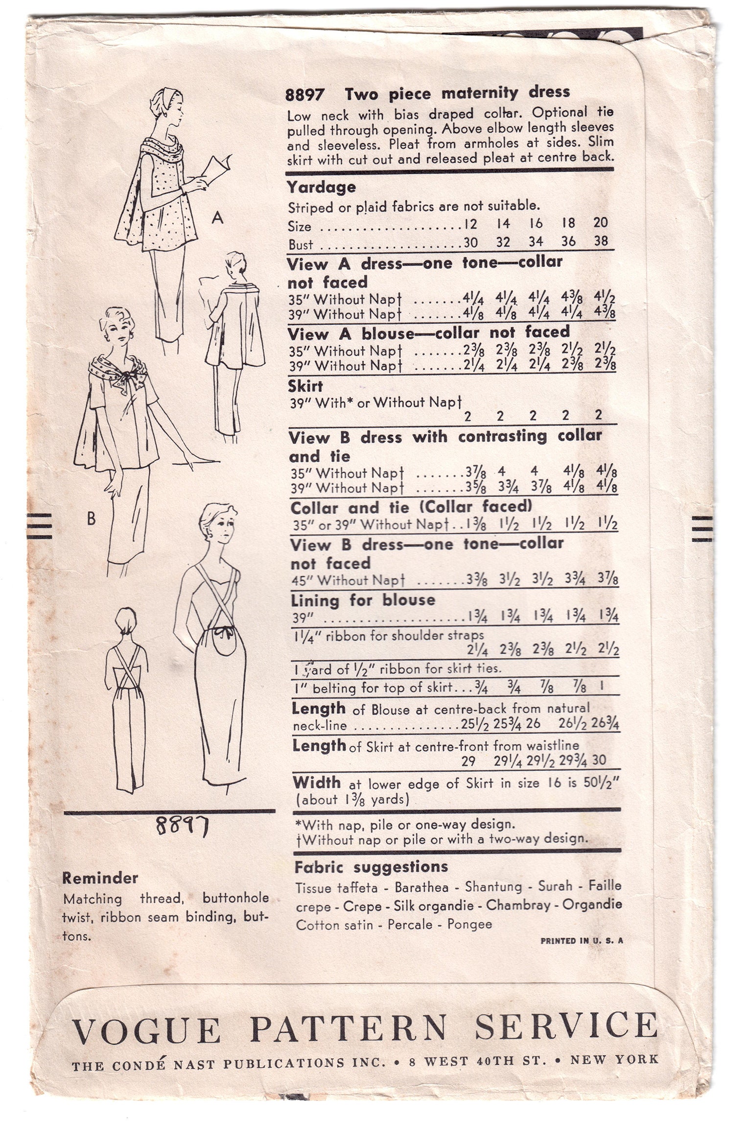 1950s Maternity Two-piece Dress, Top & Skirt, Bust 32 36 | Vintage ...