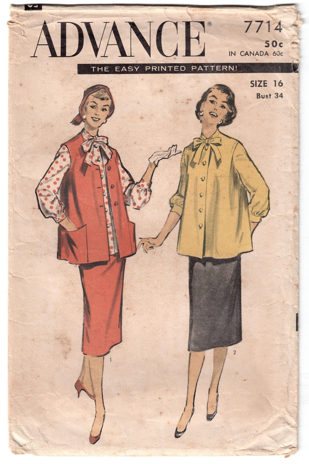 1950s Maternity Suit or Separates, Bust 34 | Vintage Sewing Pattern ...