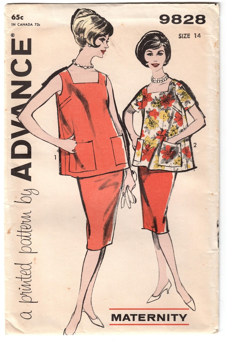 1960s Maternity Blouse & Skirt Coordinates, Bust 34 | Vintage Sewing ...