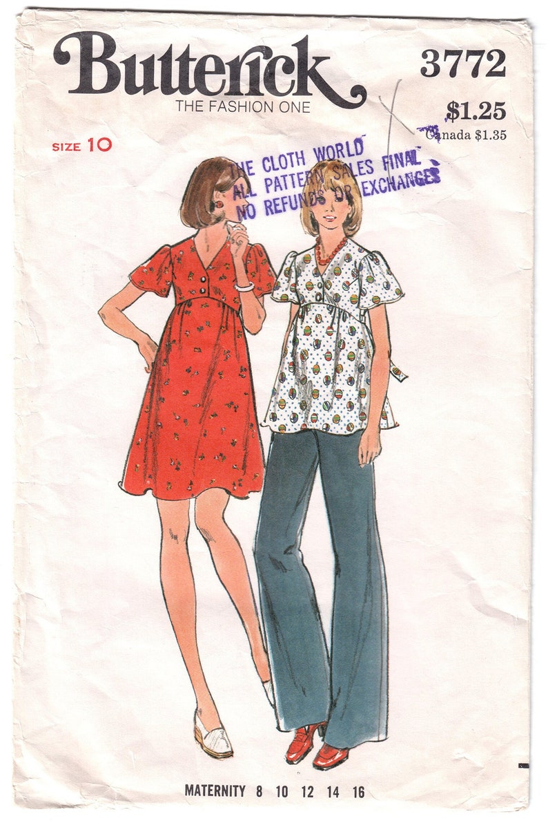 1970s Maternity Mini Dress, Top & Pants, Bust 32 / Vintage Sewing ...