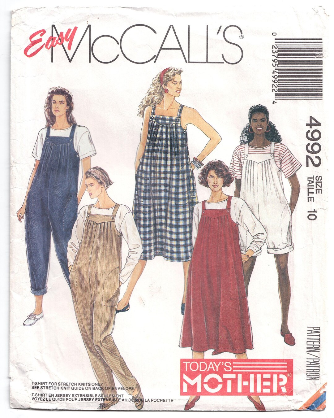 MCCALL'S 4992 Maternity Overalls Sewing Pattern 1990s - Etsy