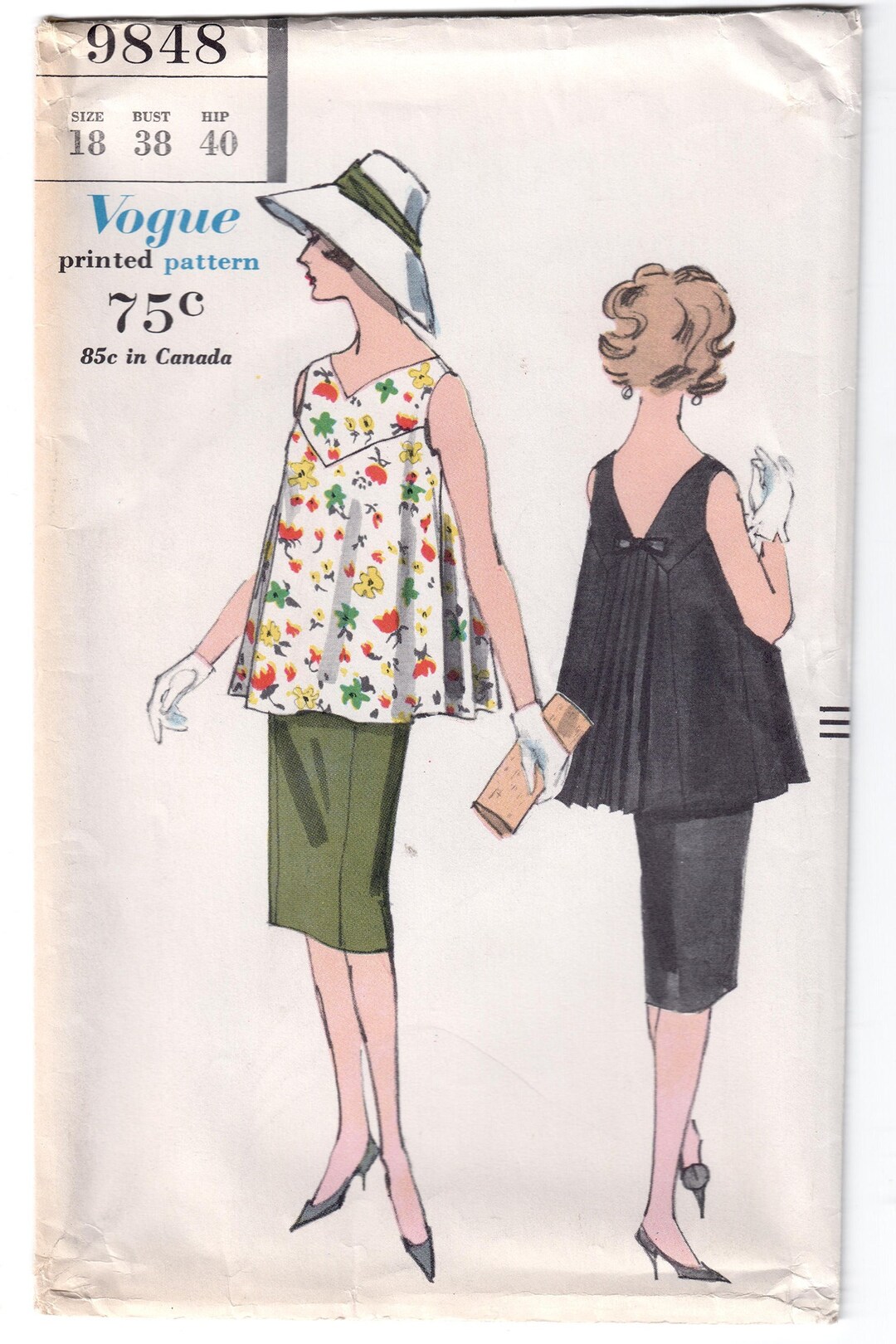 1950s Maternity Two-piece Dress, Sleeveless Flared Top & Slim Skirt ...