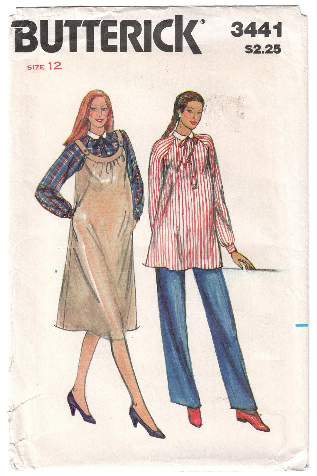 1980s Maternity Jumper Dress, Top & Pants, Bust 34 / Vintage Sewing ...