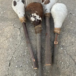 Shamanic Rawhide Rattle | Handstitched | Both Side Hair | Wood Handle ...