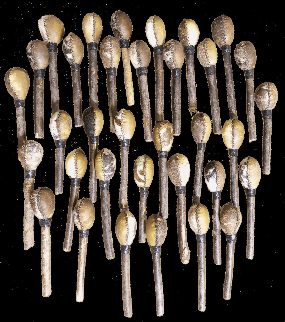 Shamanic Rawhide Rattle | Handstitched | One Side Hair | Wood Handle ...