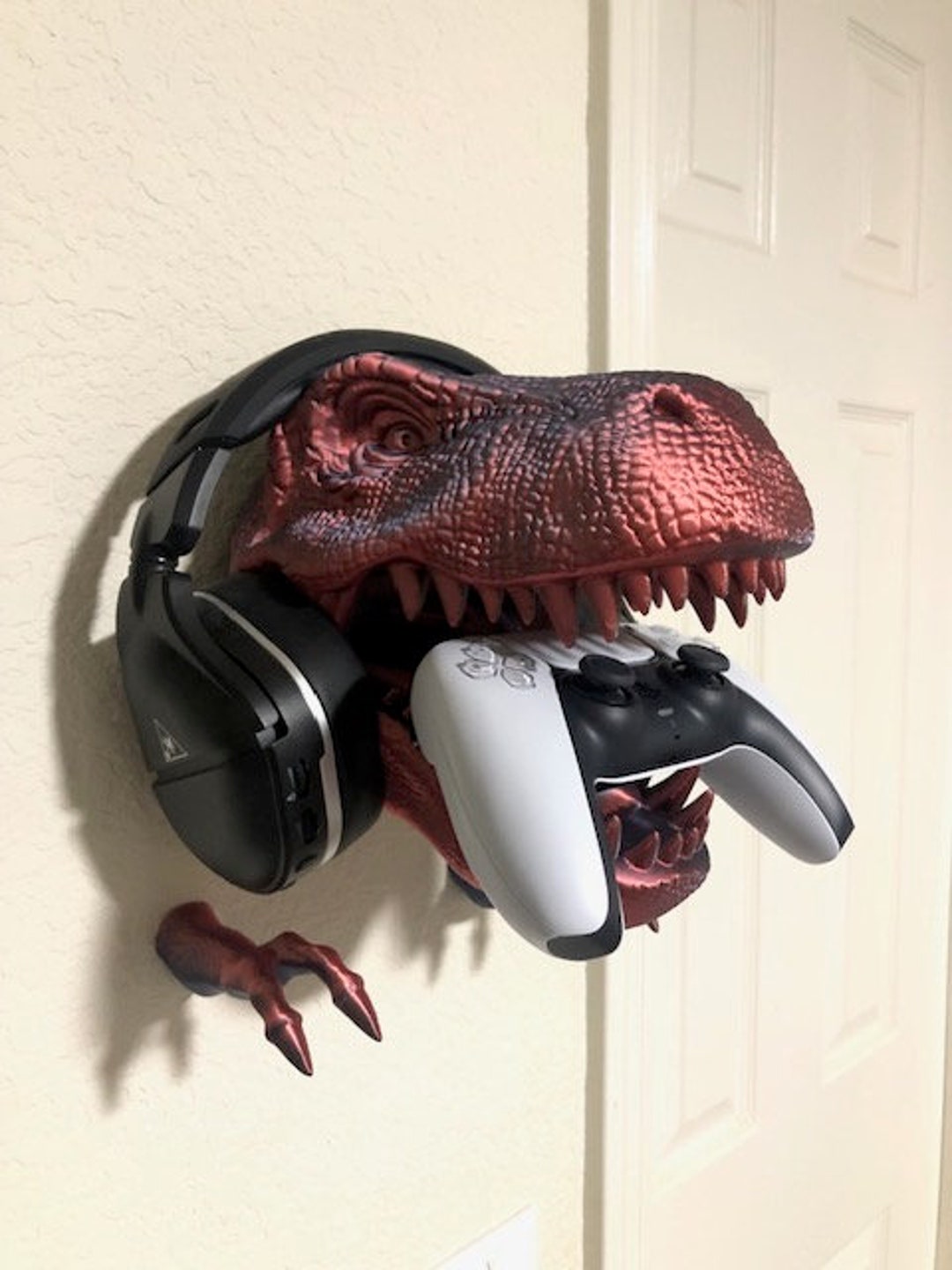 T-rex Gaming Control Holder, Headphone Holder, Dinosaur Wall Decor ...