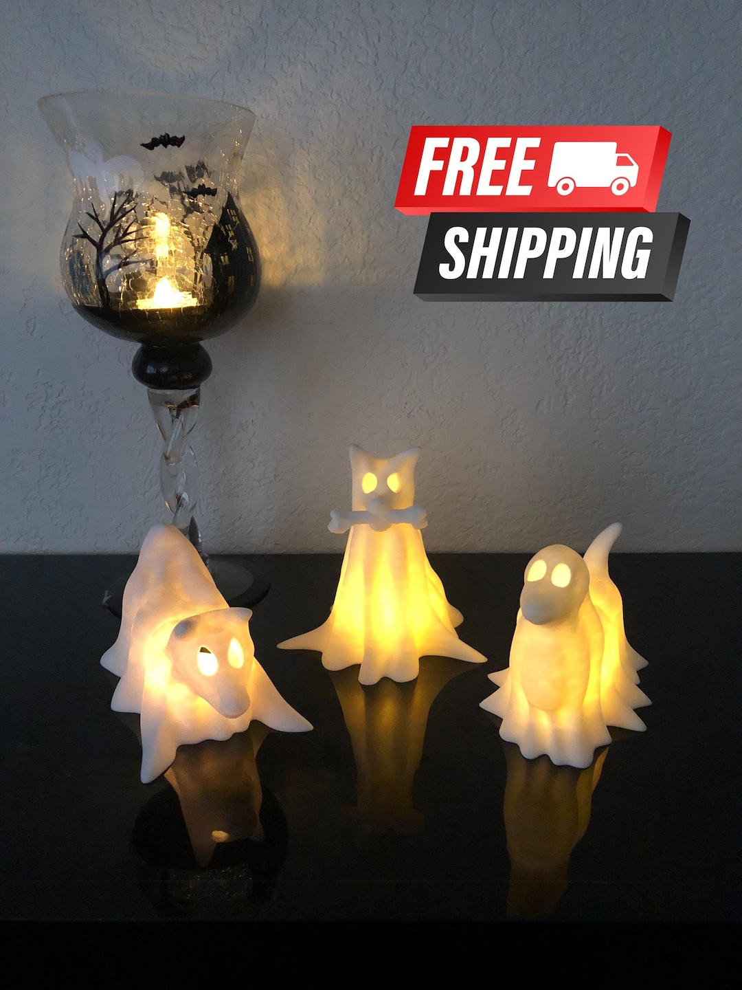 Ghost Dogs Halloween Decor With Tea Lights, Halloween Decor, Gifts for ...