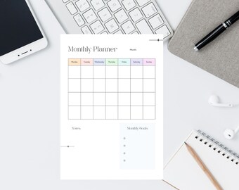 Printable Monthly Planner Monthly Agenda ,productivity Planner, Office ...