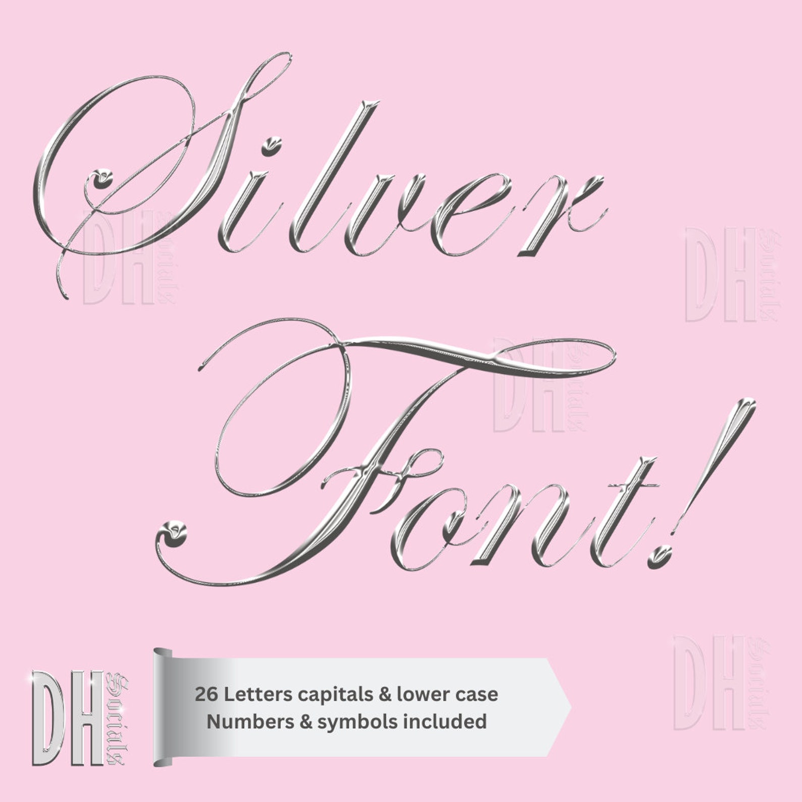 Silver Alphabet Clipart, Silver Font Clipart, Italic Letters, Silver ...