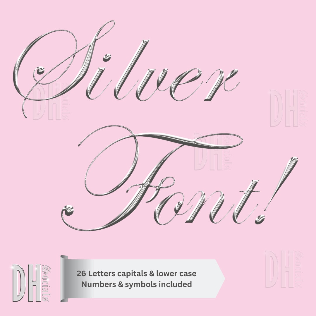 Silver Alphabet Clipart, Silver Font Clipart, Italic Letters, Silver ...