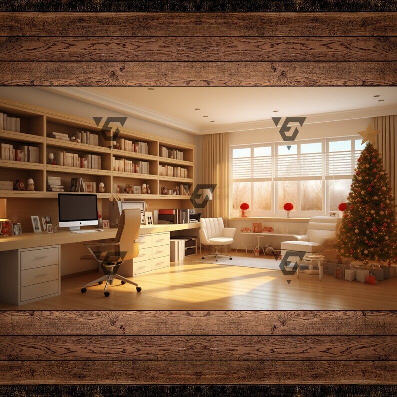 Cozy Virtual Backgrounds Holiday Office Scenes | 4 Zoom Virtual ...