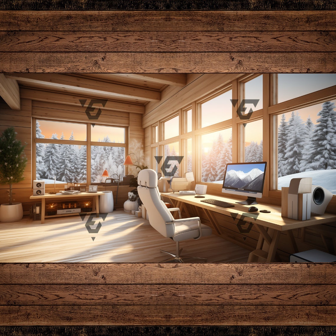 Cozy Virtual Backgrounds Winter Office Scenes 4 Zoom Virtual ...
